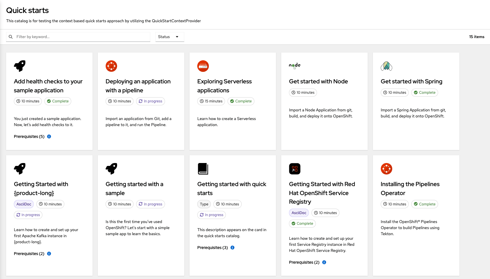 PatternFly • Quick starts